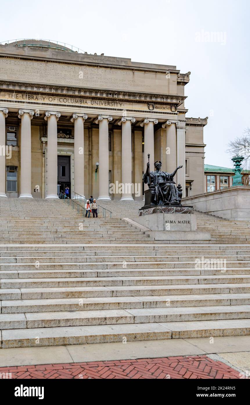 The Library of Columbia University with Students walking on staircase ...