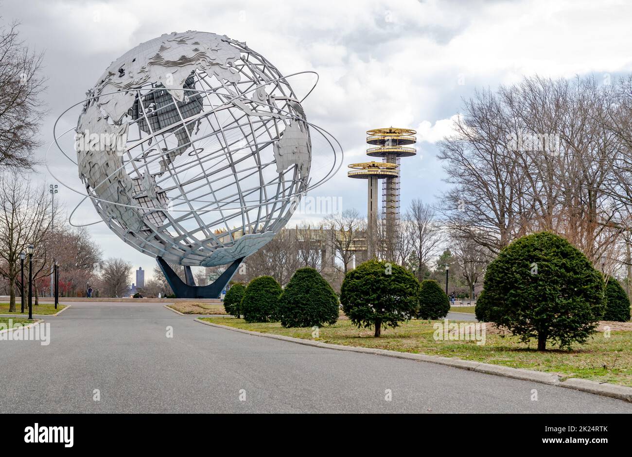Unisphere with New York State Pavilion Observation Towers at Flushing ...