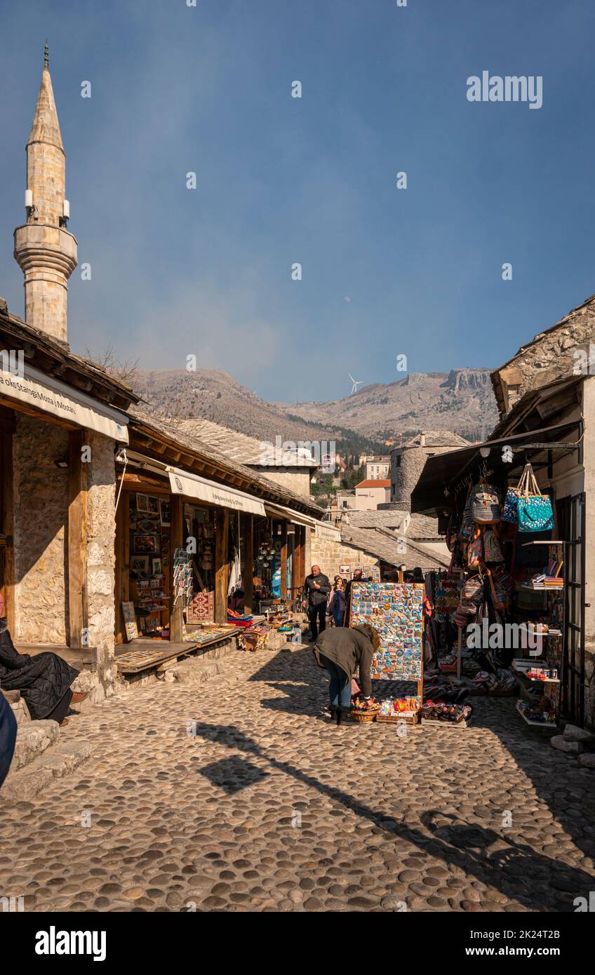 Mostar, Bosnia & Herzegovina, March 2022 - Cobbled streets of the ...
