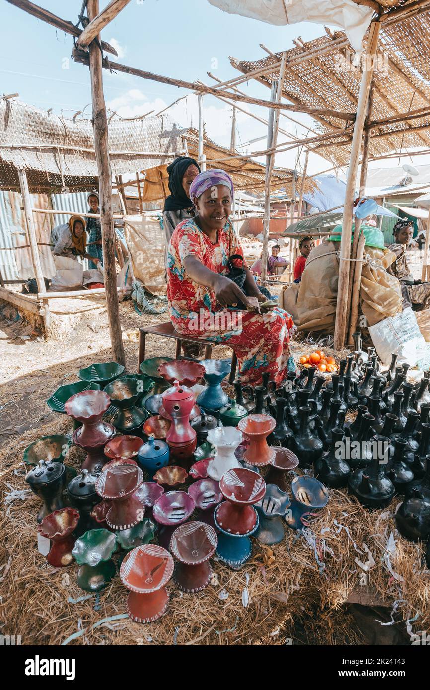 Mojo, Oromia Region, Ethiopia - May 16, 2019: Woman at the market ...