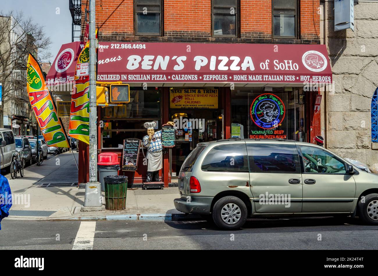 Ben's Pizza of SoHo Italian Restaurant close-up with Car parked in ...
