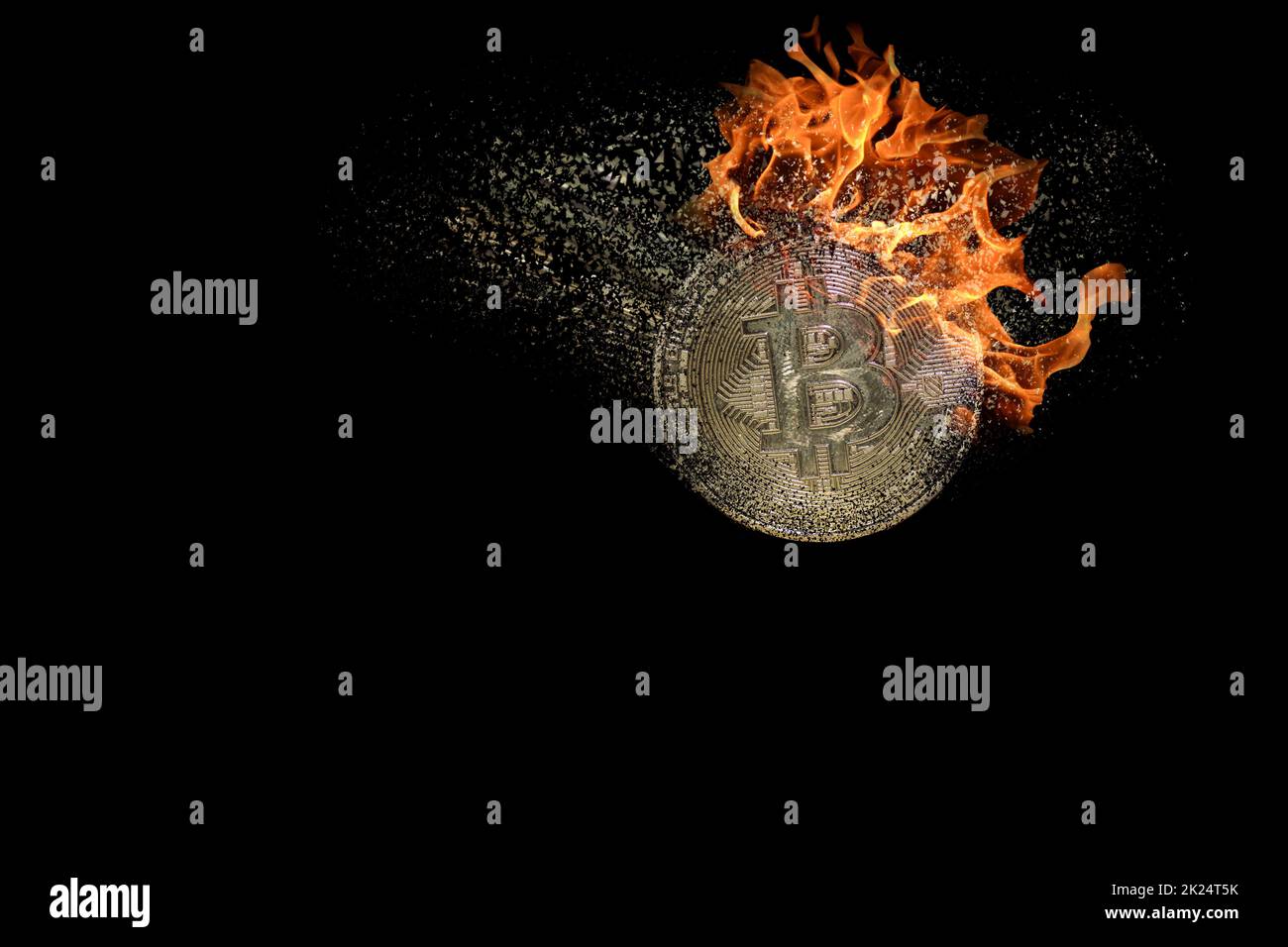 single valueable burning decomposes and dissolves bitcoin from crypto ...
