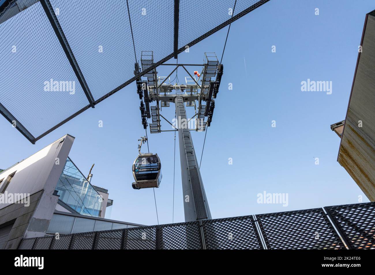 Porto, Portugal. March 2022. view of a cab of the Gaia cable car in the ...