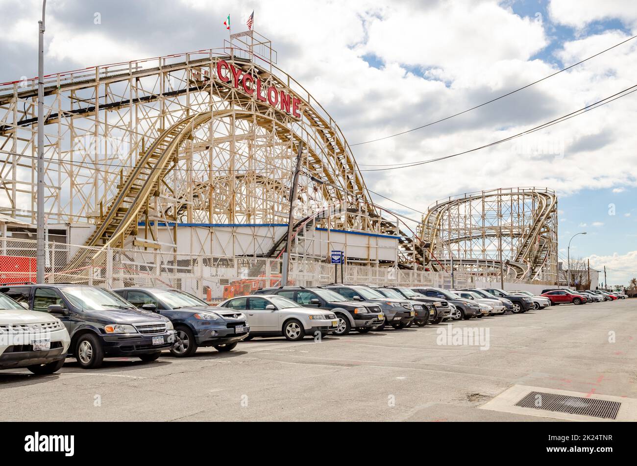 Cyclone Wooden Rollercoaster at Coney island, Brooklyn Luna Park ...