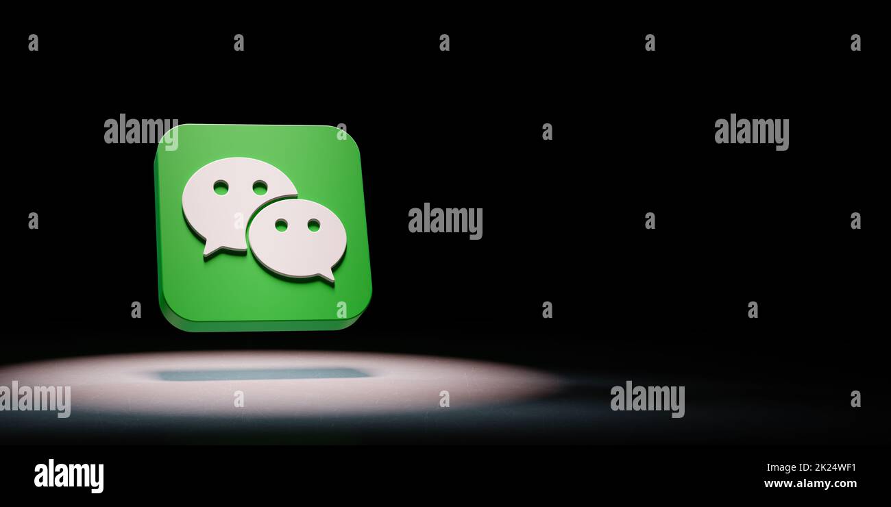 Wechat Logo 3D Symbol Shape Spotlighted on Black Background with Copy ...