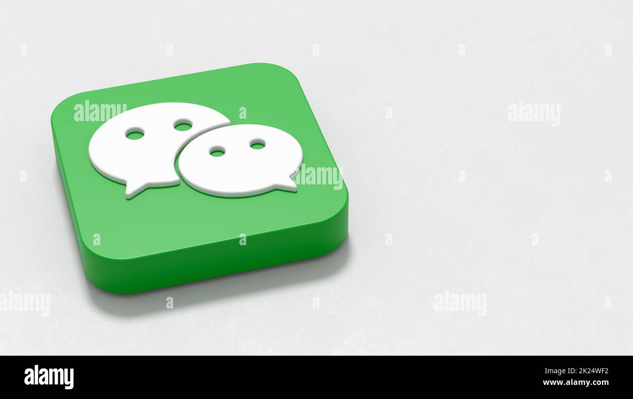 Wechat Logo 3D Symbol Shape on Plastered Light Grey Background with ...