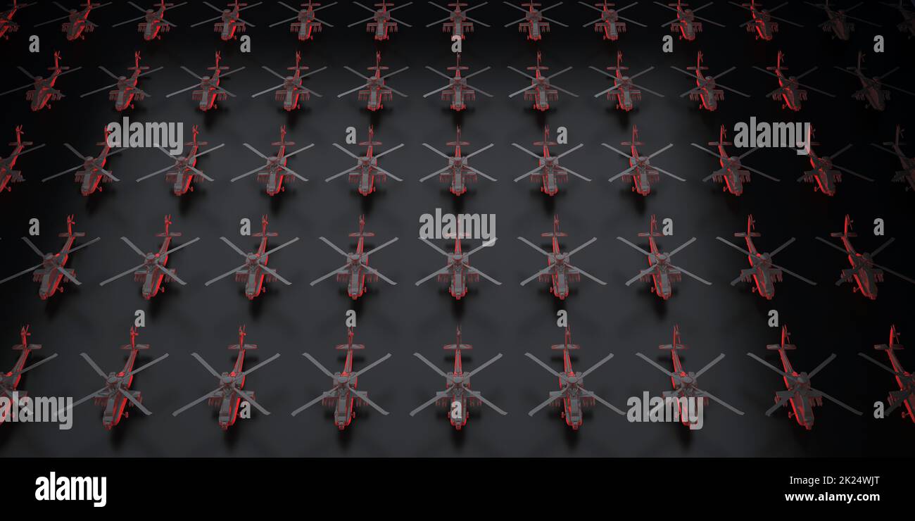 large group of black helicopters. 3d rendering Stock Photo - Alamy