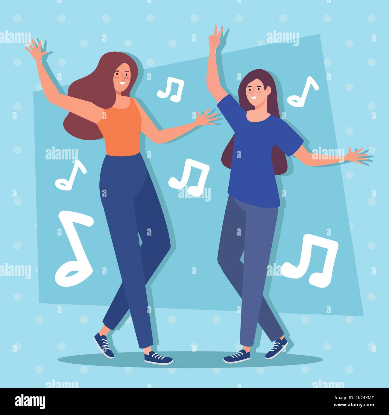 girls dancing and music notes Stock Vector Image & Art - Alamy