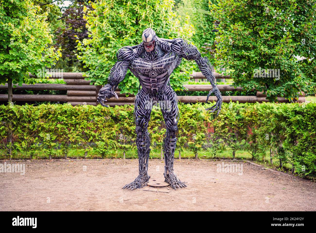 Metal sculpture of Venom in Bucha Central Park. Ukraine Stock Photo - Alamy