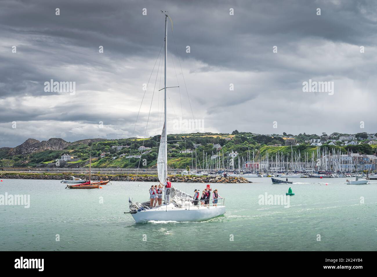 Dublin, Ireland, Aug 2019 Tanagers learning how to sail. Group of ...