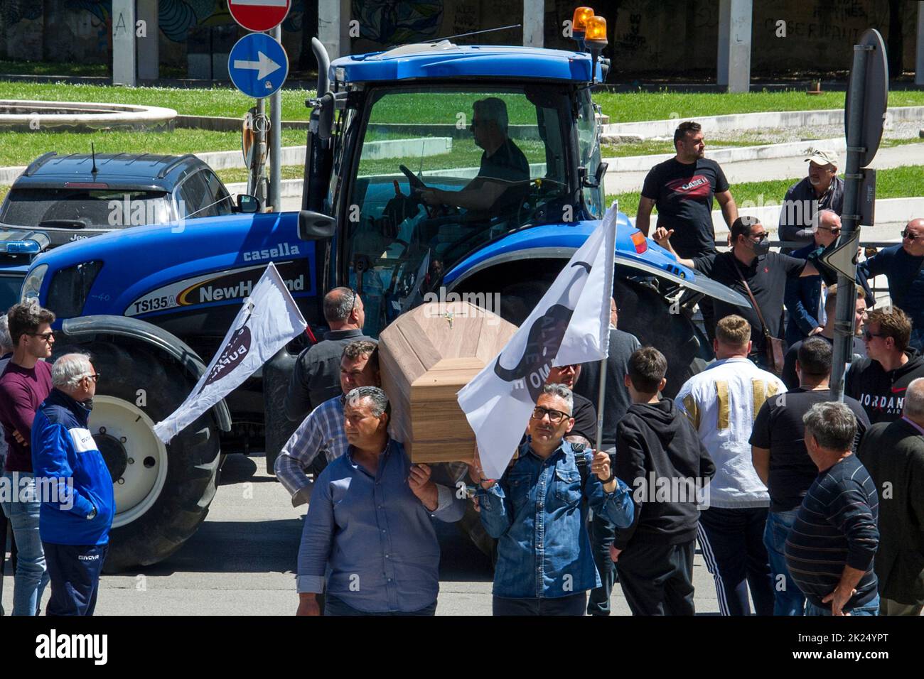 Breeders stage a funeral procession with a coffin in memory of 300 ...