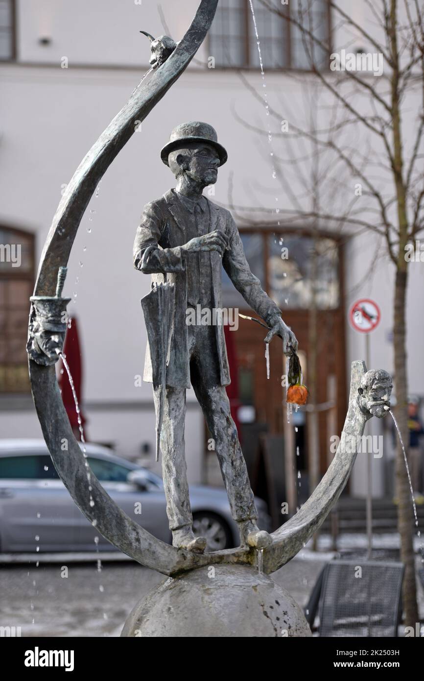 Statue des berühmten Komikers Karl Valentin auf dem Viktualienmmarkt in ...