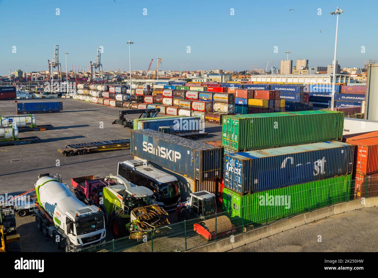 Leixoes; Portugal - January 23; 2022: Container ship port in Leixoes ...