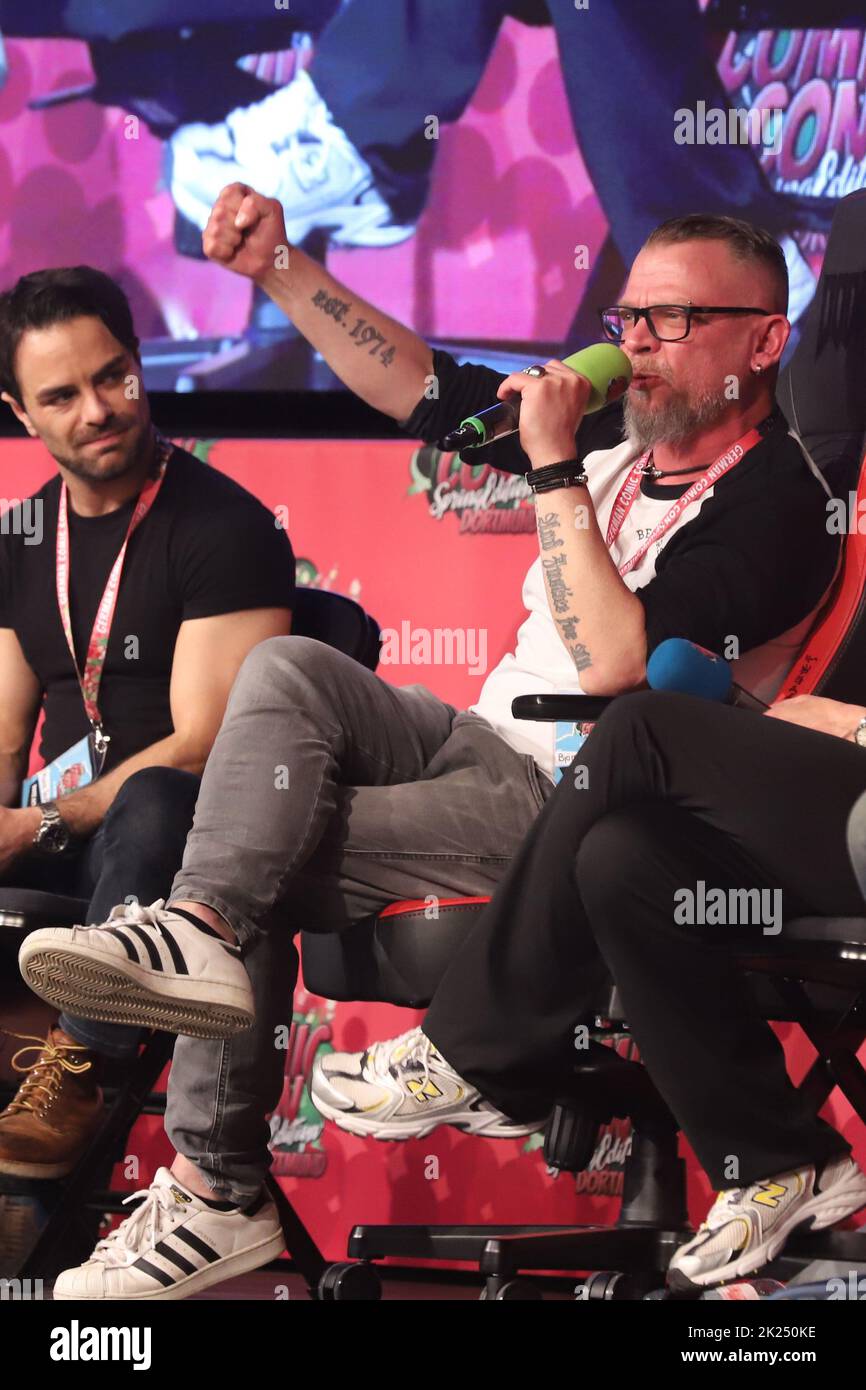 Synchronsprecher Panel v.l. S, Marios Gavrilis, Björn Schalla, Sandra ...