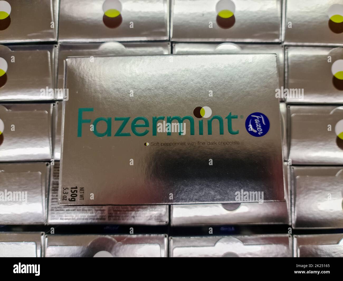 Kiel, Germany - 13. May 2022: Silver boxes of peppermint chocolate of ...