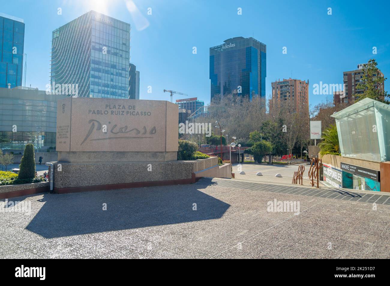 MADRID, SPAIN - FEBRUARY 20, 2022: View of the Pablo Ruiz Picasso square (also known as Plaza ...