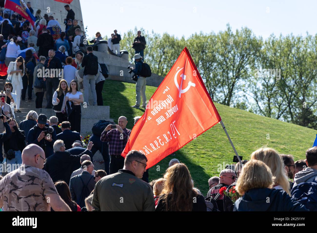 BERLIN - MAY 09, 2022: Victory Day in Treptower Park. Guests and ...