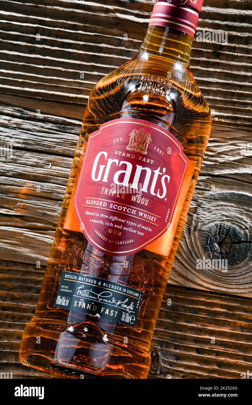 POZNAN, POL - APR 13, 2022: Bottle of Grant's whisky, the oldest family ...