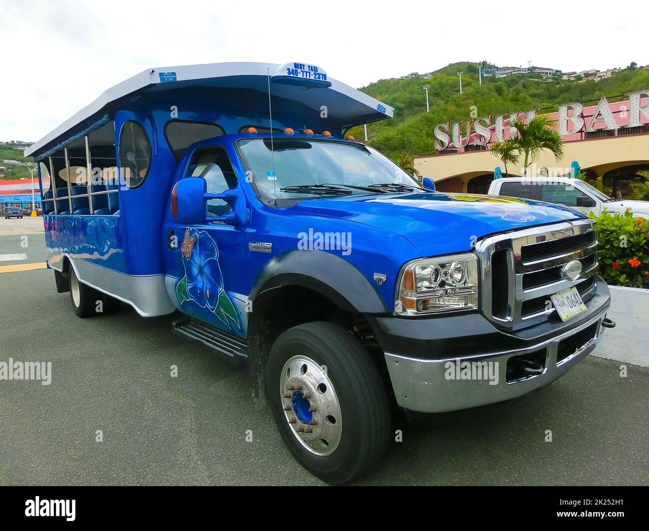 St. Thomas, USVI - May 4, 2022: The excursion or tour by bus on St ...