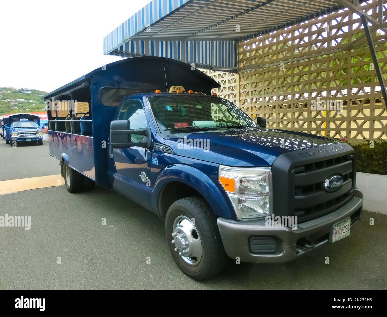 St. Thomas, USVI - May 4, 2022: The excursion or tour by bus on St ...