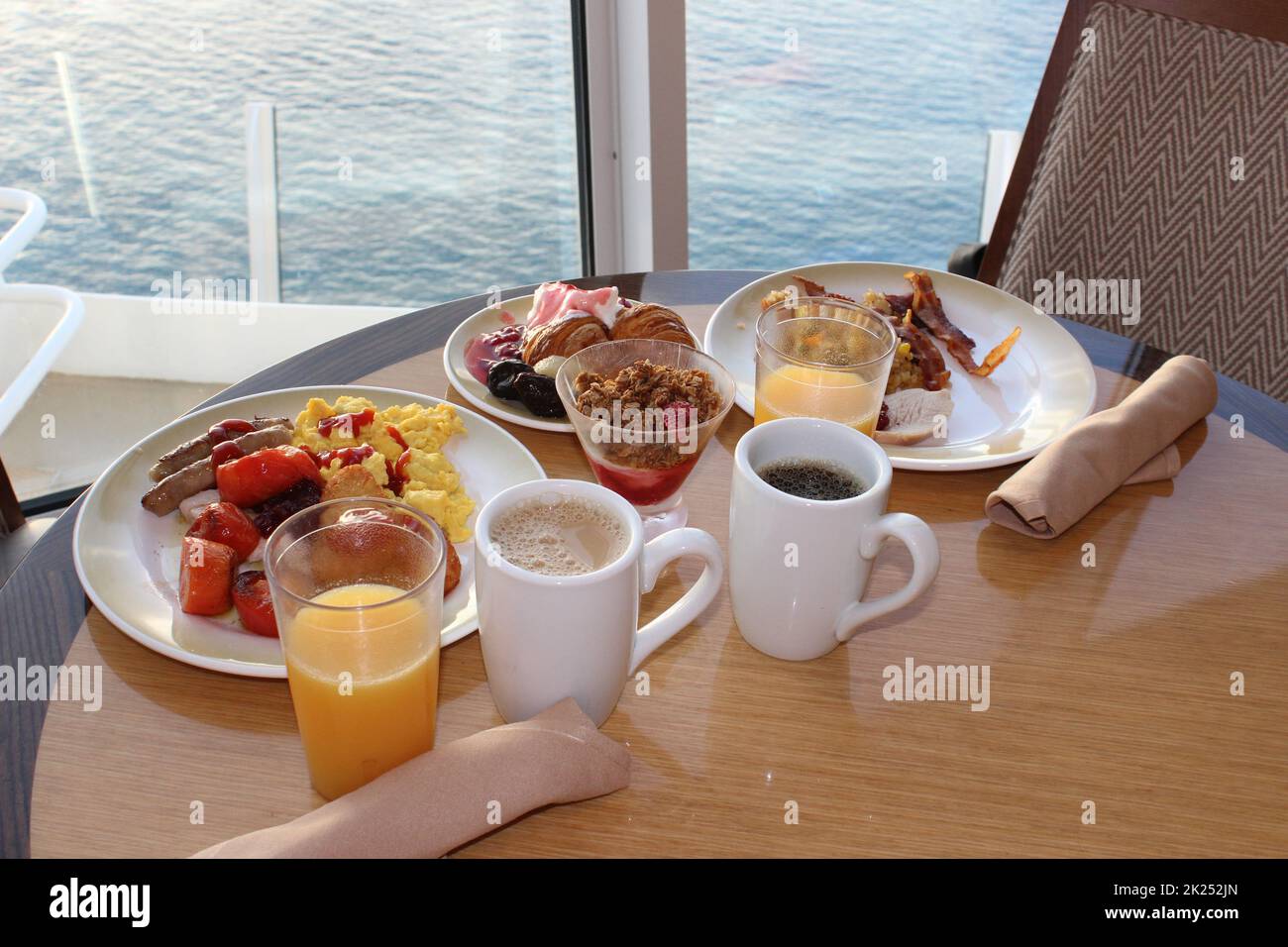 Dining Room Buffet aboard the abstract luxury cruise ship. Healthy ...