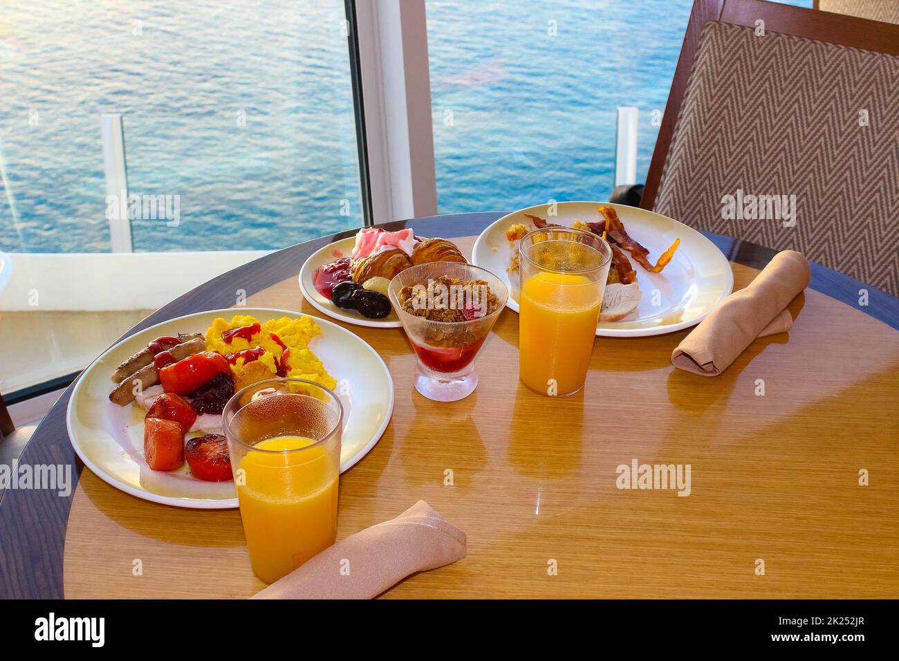 Dining Room Buffet aboard the abstract luxury cruise ship. Healthy ...