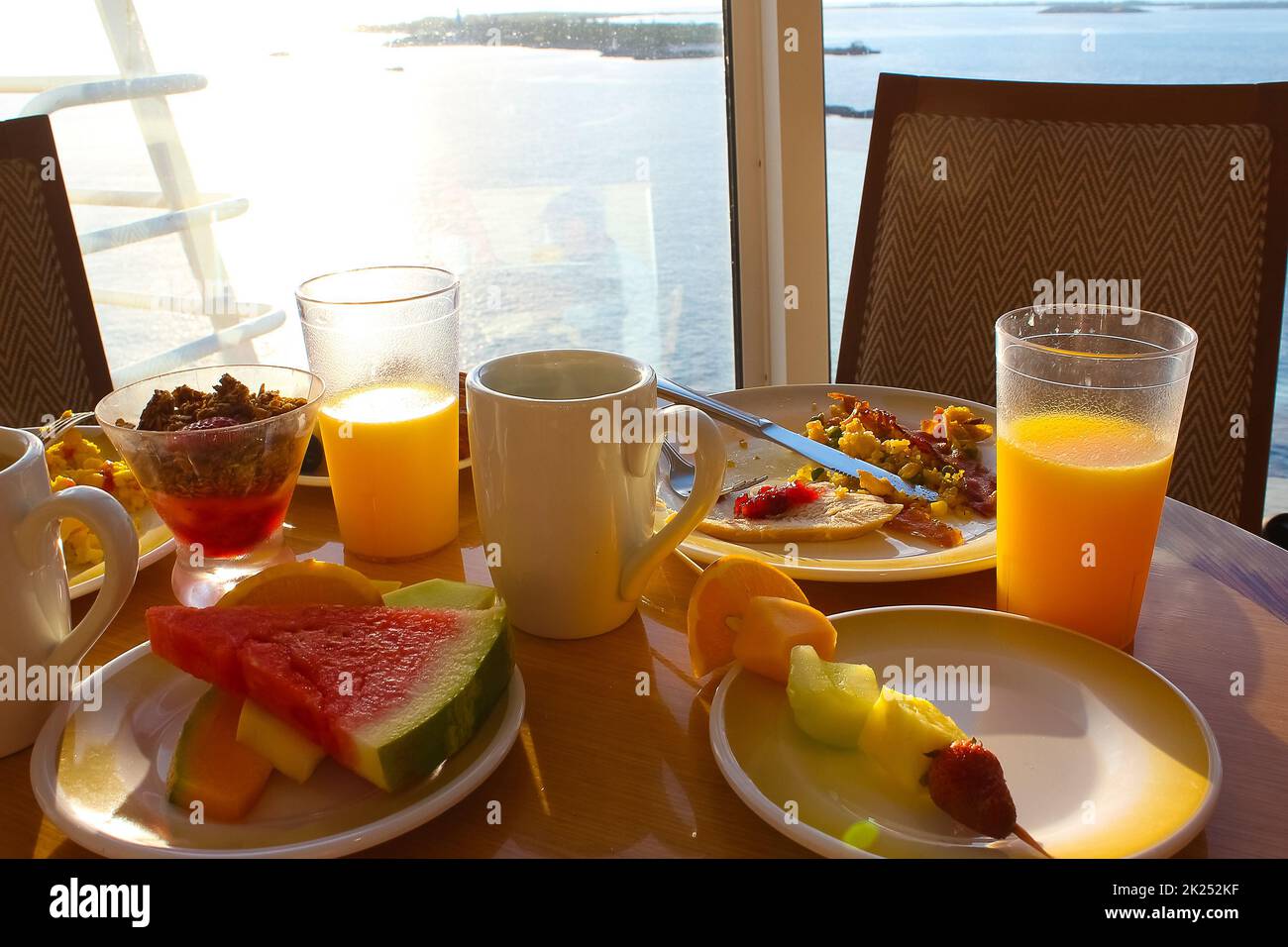 Dining Room Buffet aboard the abstract luxury cruise ship. Healthy ...