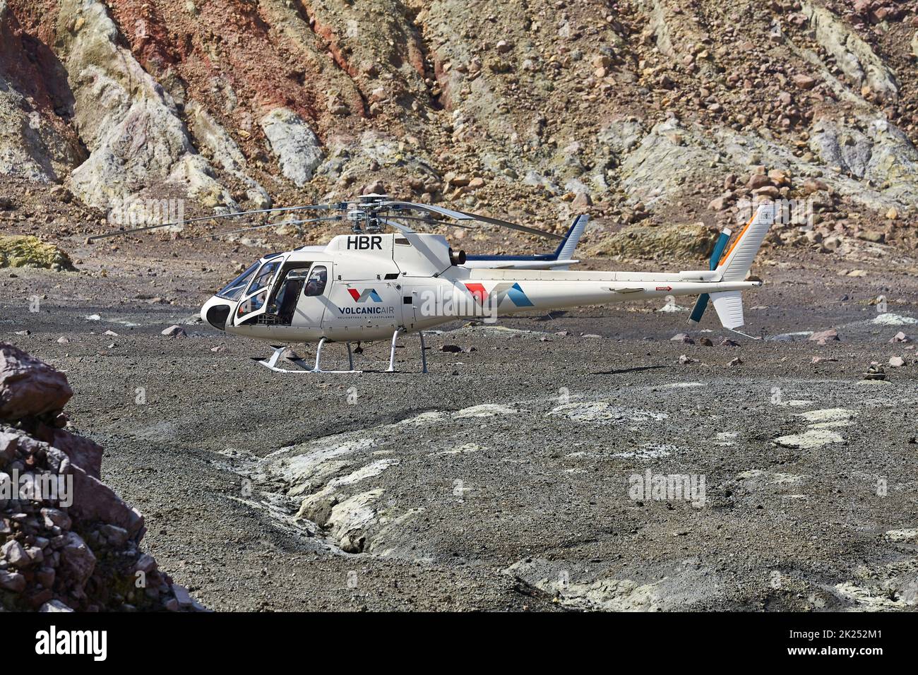 White Island, New Zealand - Circa 2016: Helicopter on White Island ... White Island, New Zealand - Circa 2016: Helicopter on White Island ...