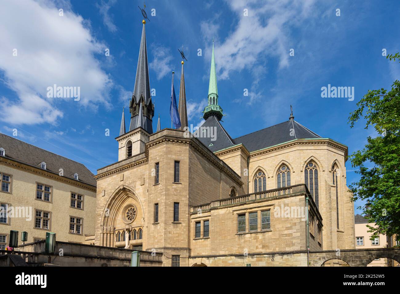 Luxembourg city, May 2022. Detail exterior view of Notre-Dame Cathedral in the city center Stock ...