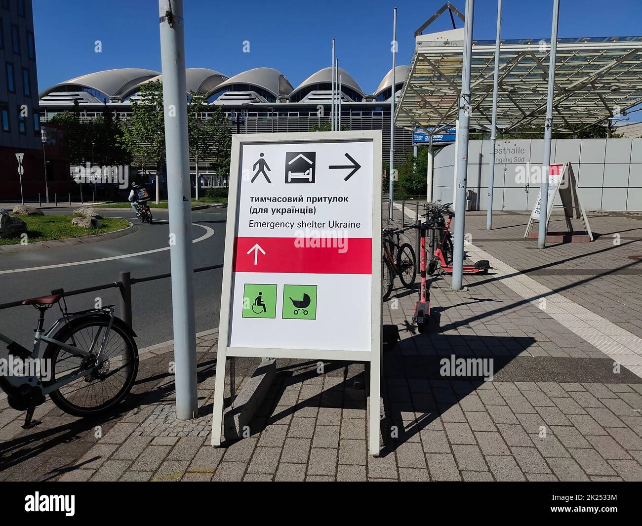 Frankfurt, Germany - April 24, 2022: At the arrival center for ...