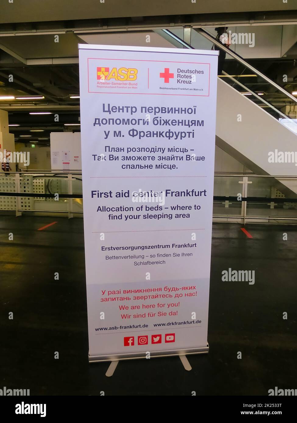 Frankfurt, Germany - April 24, 2022: At the arrival center for ...