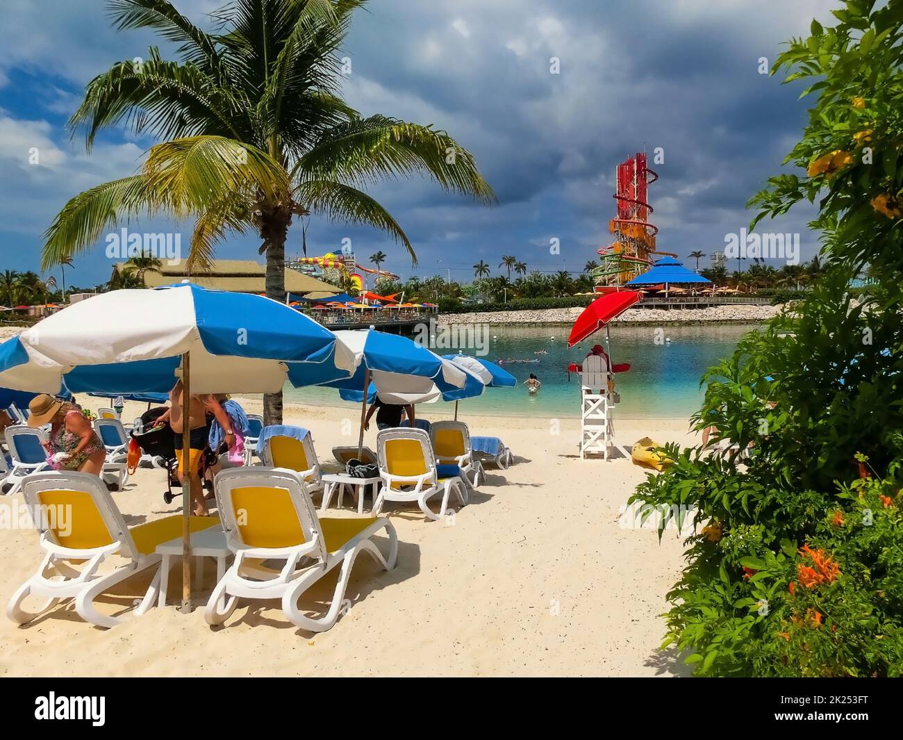 View of Cococay, the island at Bahamas, where guests can spend the day ...