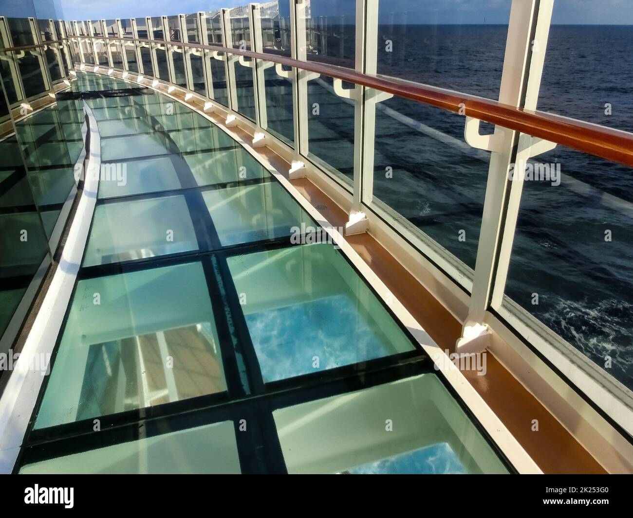Glass floor bridge at new cruise ship Stock Photo - Alamy
