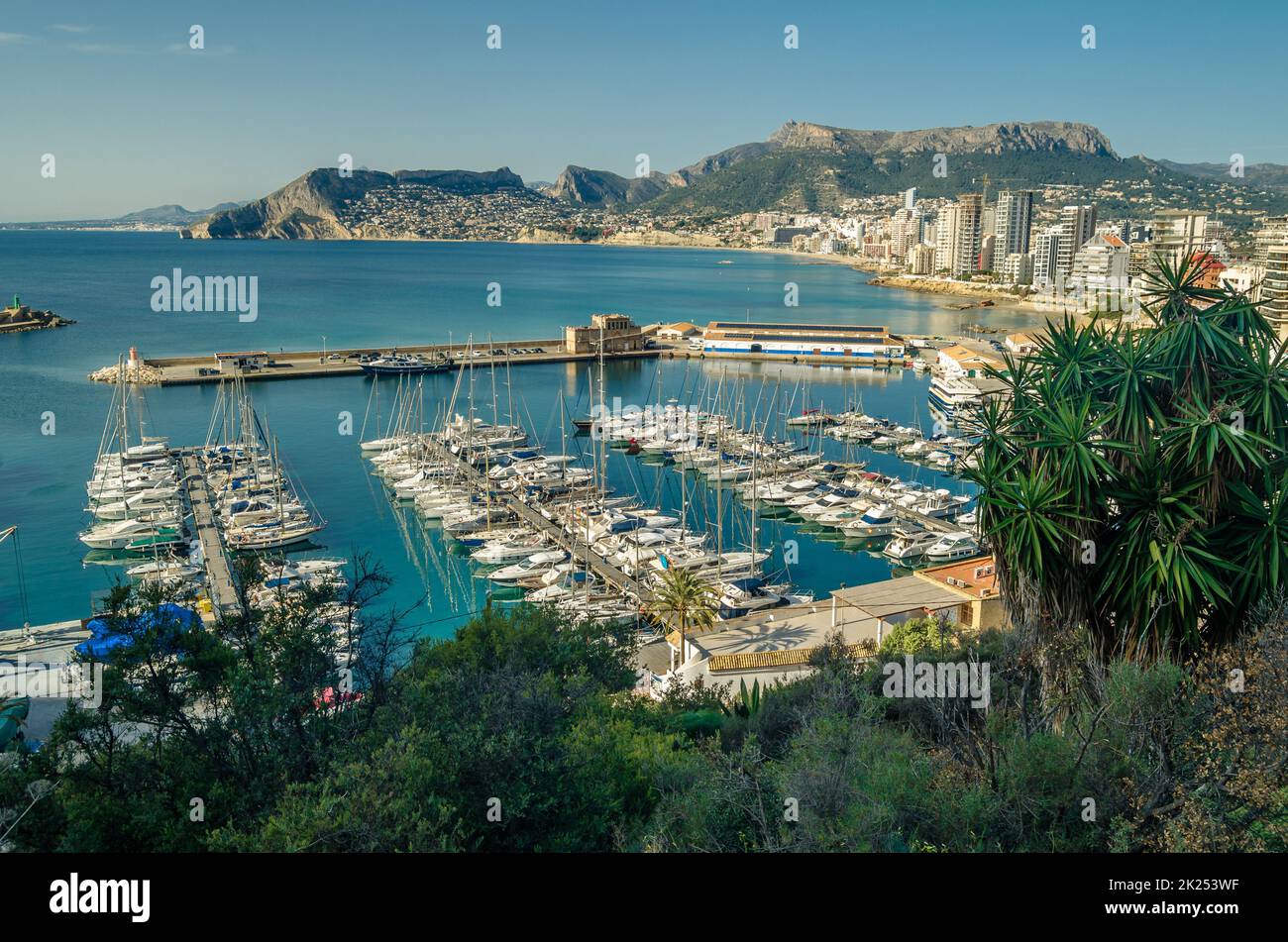 CALPE, SPAIN - JANUARY 27, 2022: View of the fishing port of Calpe from ...