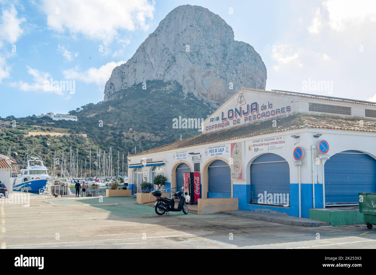 CALPE, SPAIN - JANUARY 26, 2022: View of the fishing port of Calpe ...