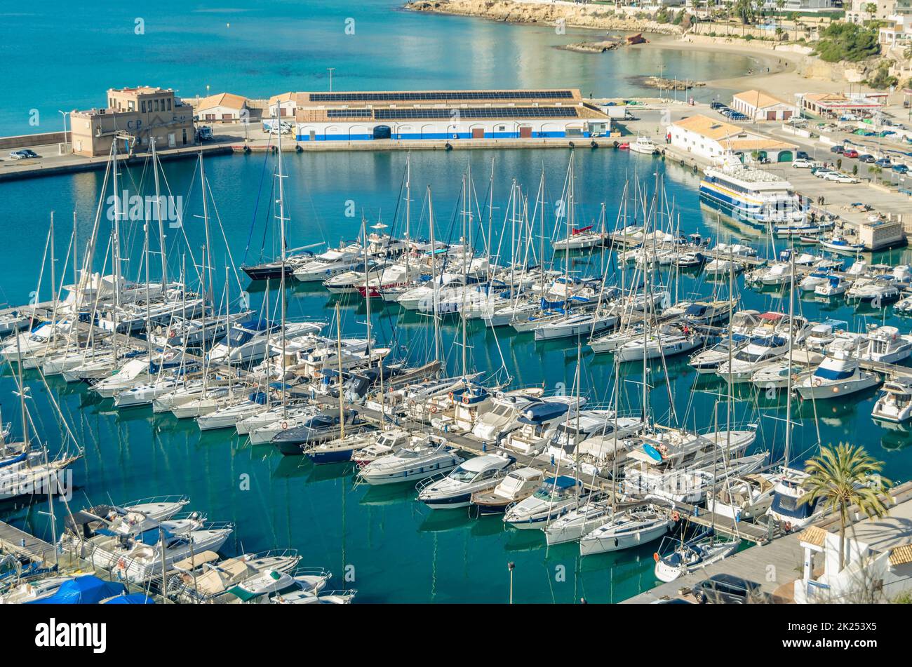 CALPE, SPAIN - JANUARY 27, 2022: View of the fishing port of Calpe from ...