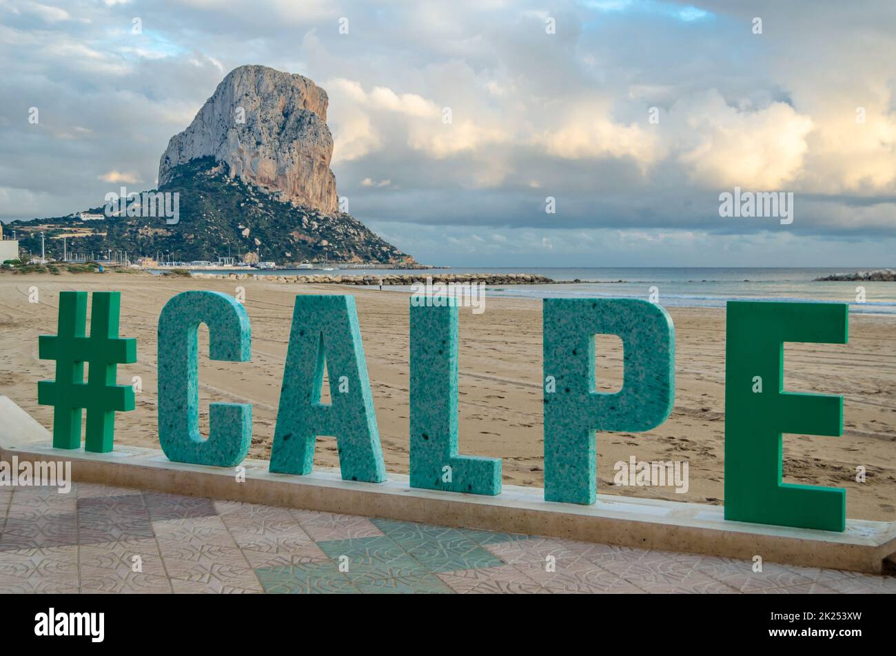 CALPE, SPAIN - JANUARY 24, 2022: Sign in Calpe with the name of the ...