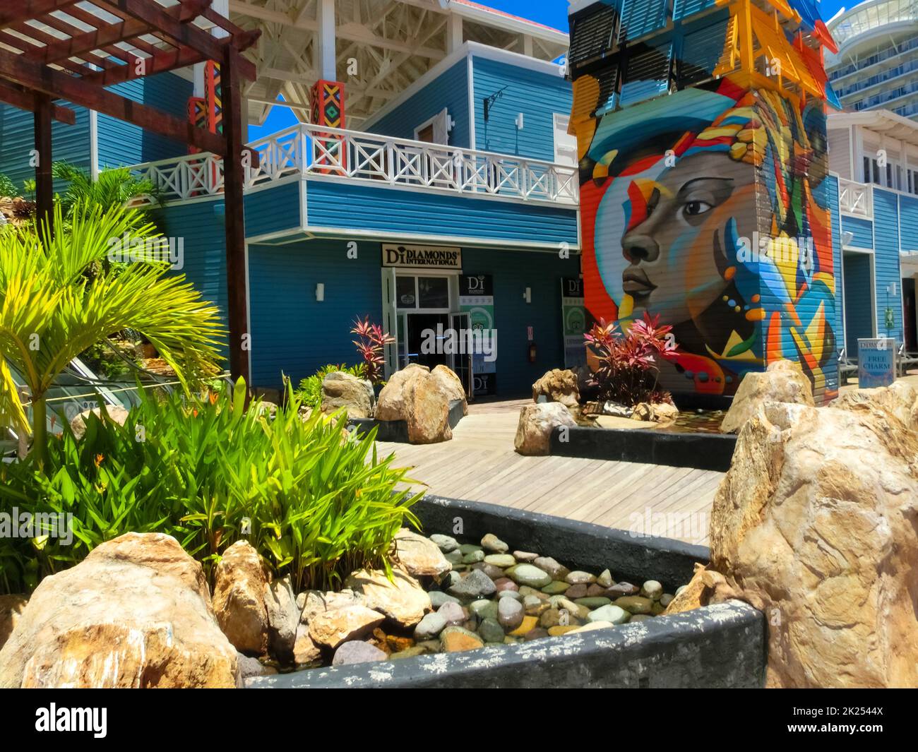 Roatan, Honduras - April 26, 2022: Shop area at port and town center of ...