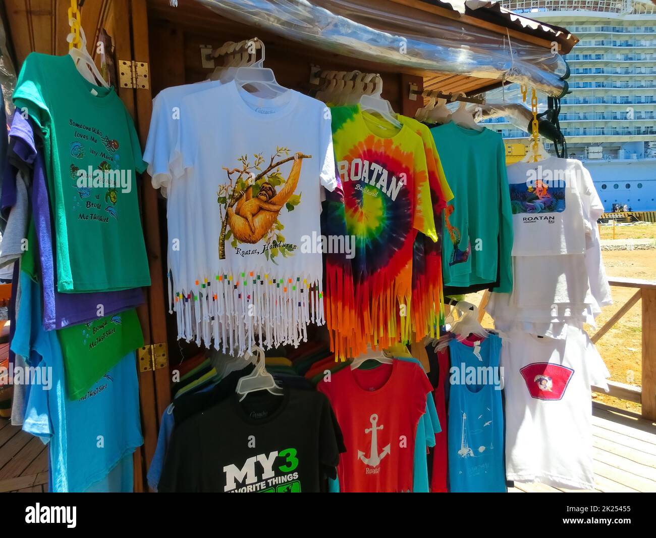 Roatan, Honduras - April 26, 2022: Goods at shop at Town Center ...