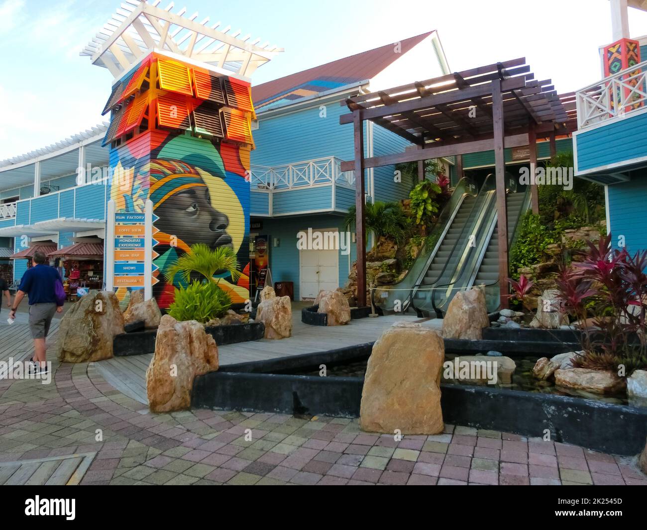 Roatan, Honduras - April 26, 2022: Shop area at port and town center of ...