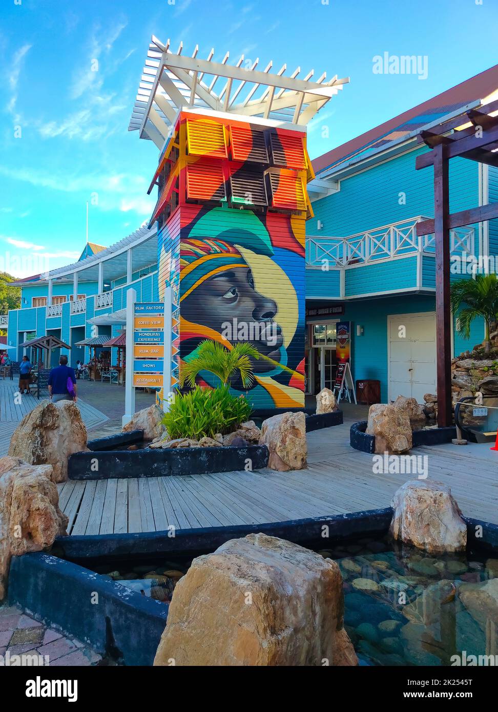 Roatan, Honduras - April 26, 2022: Shop area at port and town center of ...