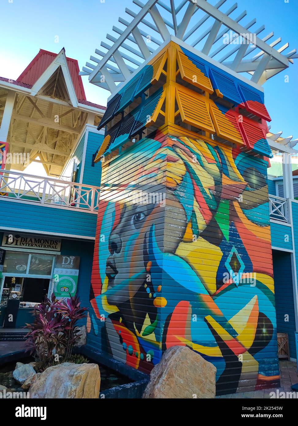 Roatan, Honduras - April 26, 2022: Shop area at port and town center of ...