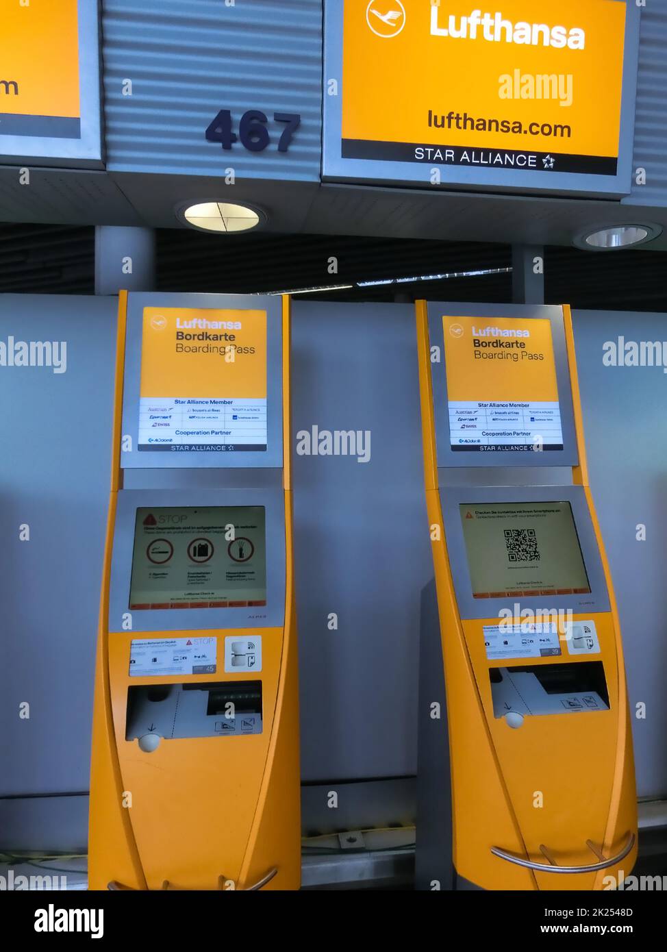 Frankfurt am Main, Germany - April 21, 2022: Self-service check-in ...