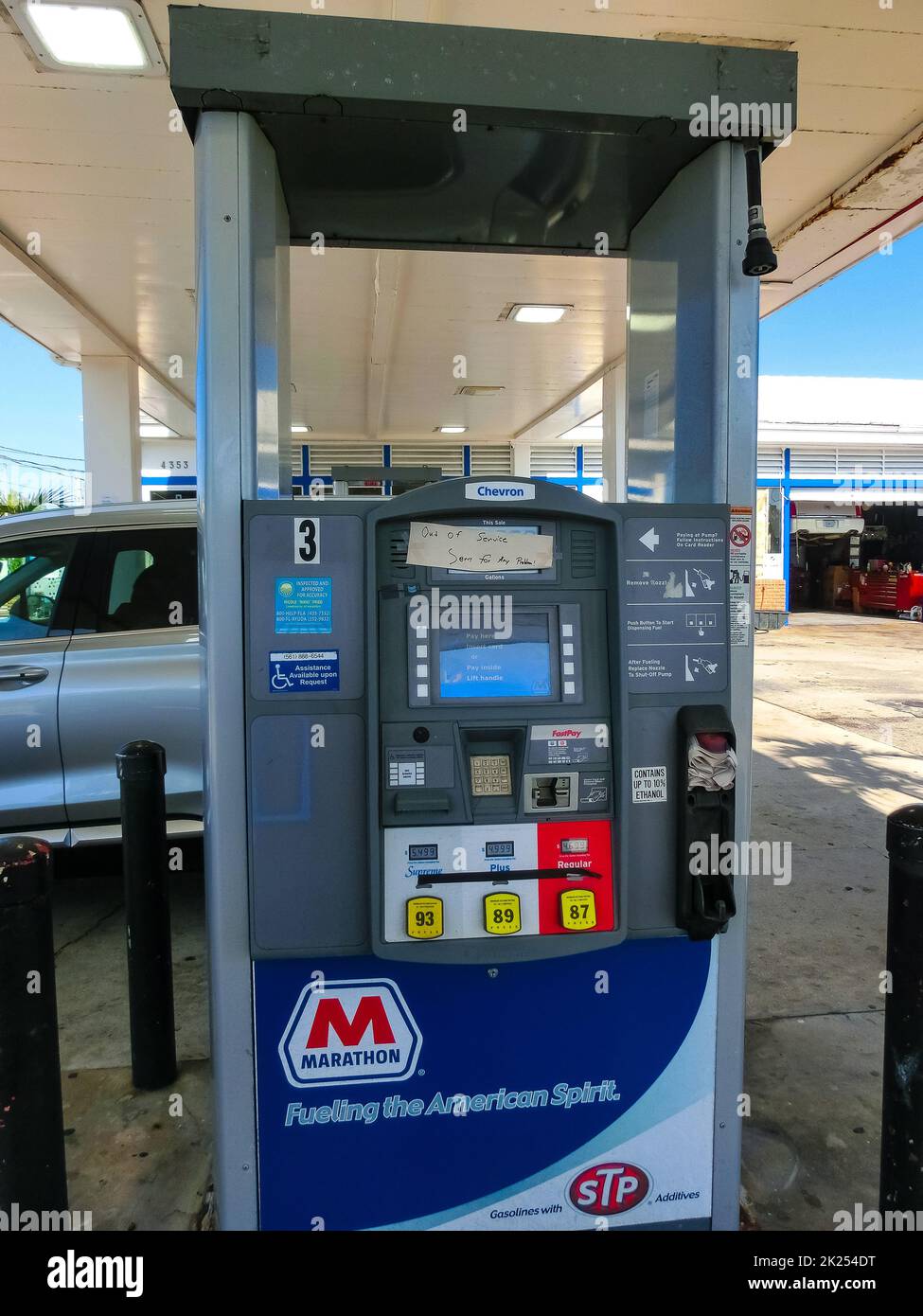 Lauderdale-by-the-Sea, USA - May 08, 2022: petrol filling machines at ...