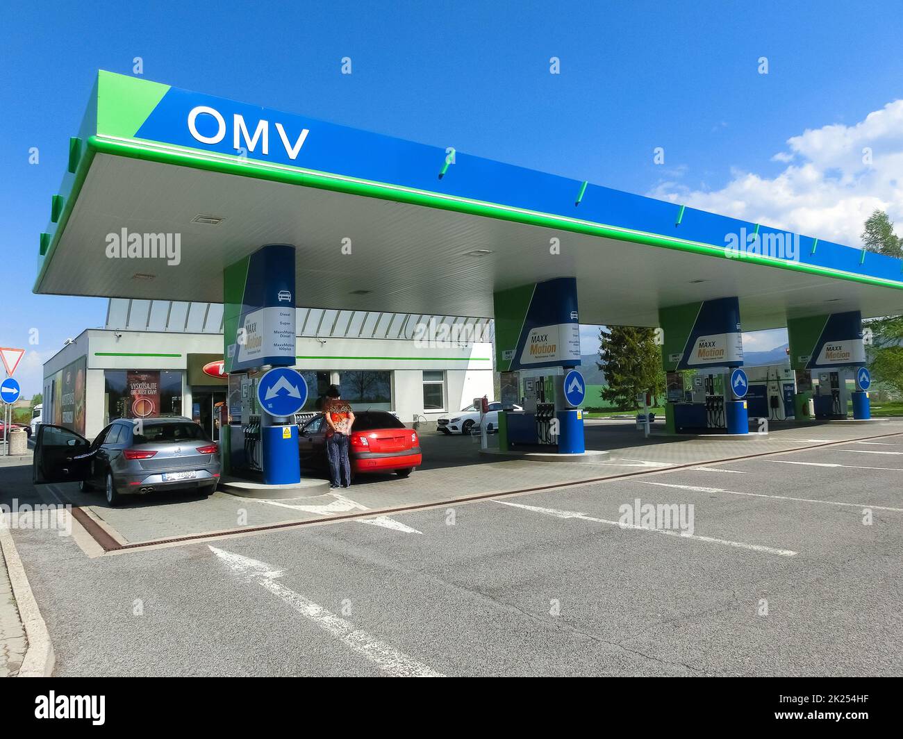 Kosice, Slovakia - May 12, 2022: Exterior of an OMV petrol station ...