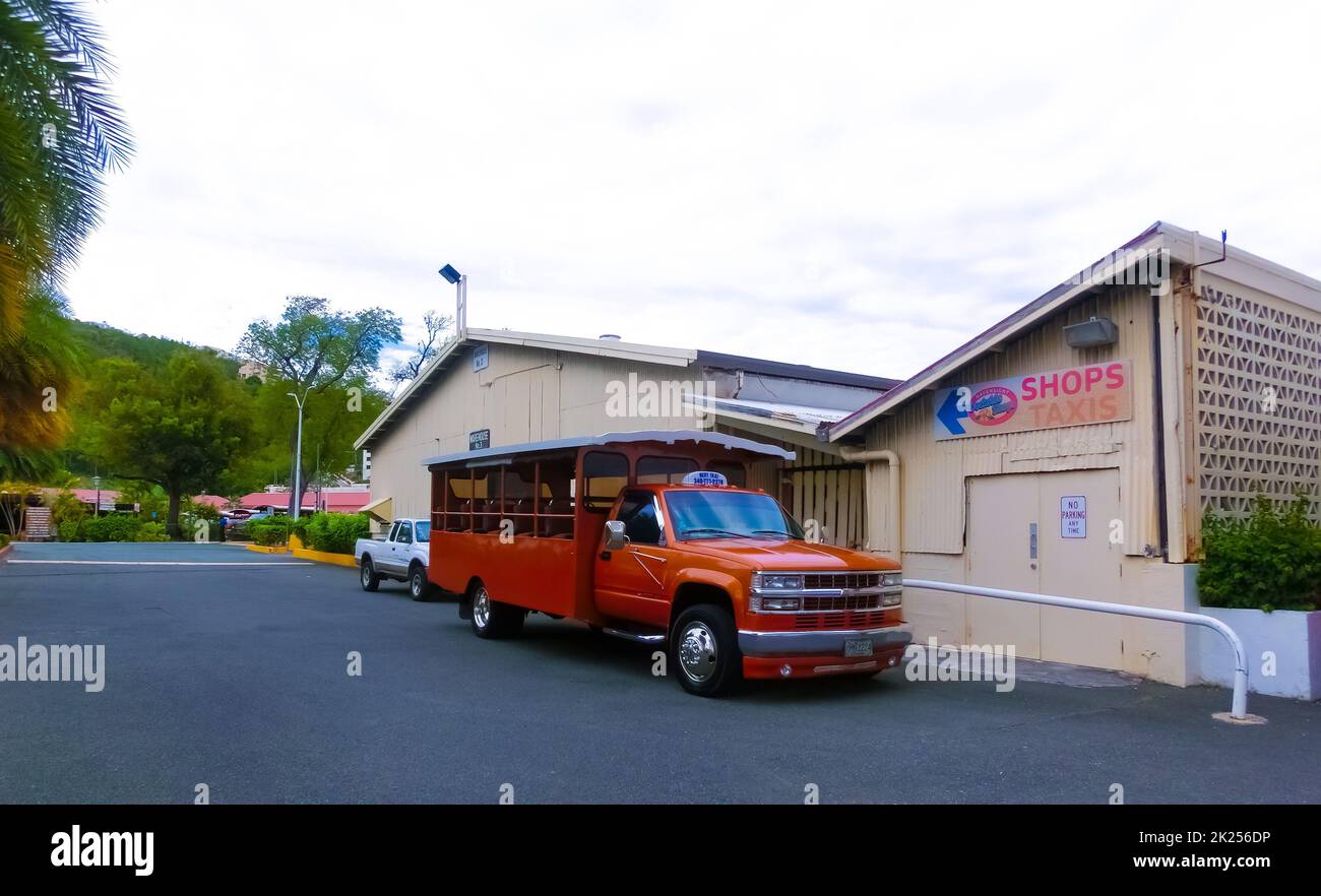 St. Thomas, USVI - May 4, 2022: The excursion or tour by bus on St ...