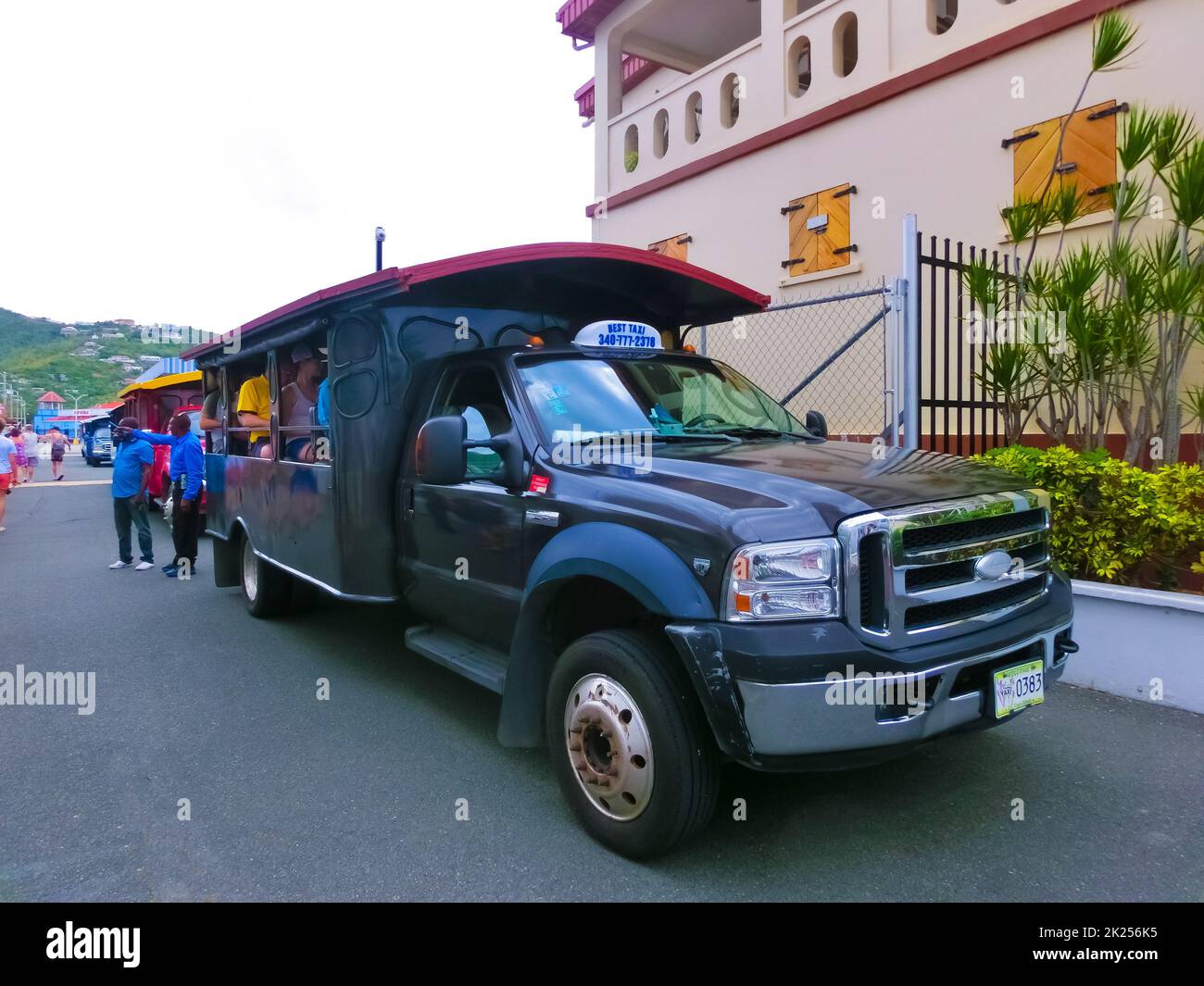 St. Thomas, USVI - May 4, 2022: The excursion or tour by bus on St ...