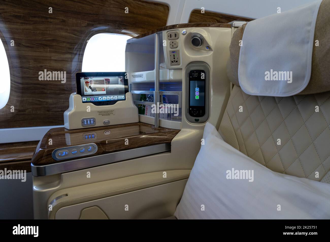 BERLIN, GERMANY - JUNE 23, 2022: Interior of business class of the ...