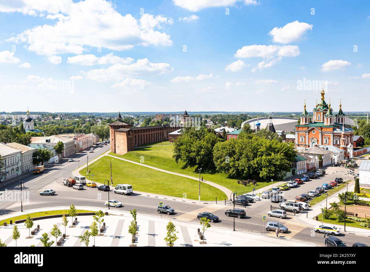 Kolomna, Russia - June 10, 2022: above view of towers, wall of Kolomna ...