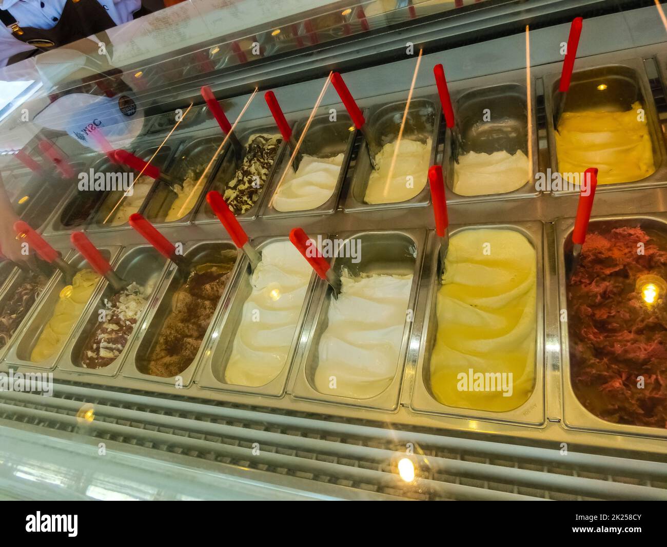 Miami, USA - April 29, 2022: varieties of italian ice creame at dining ...